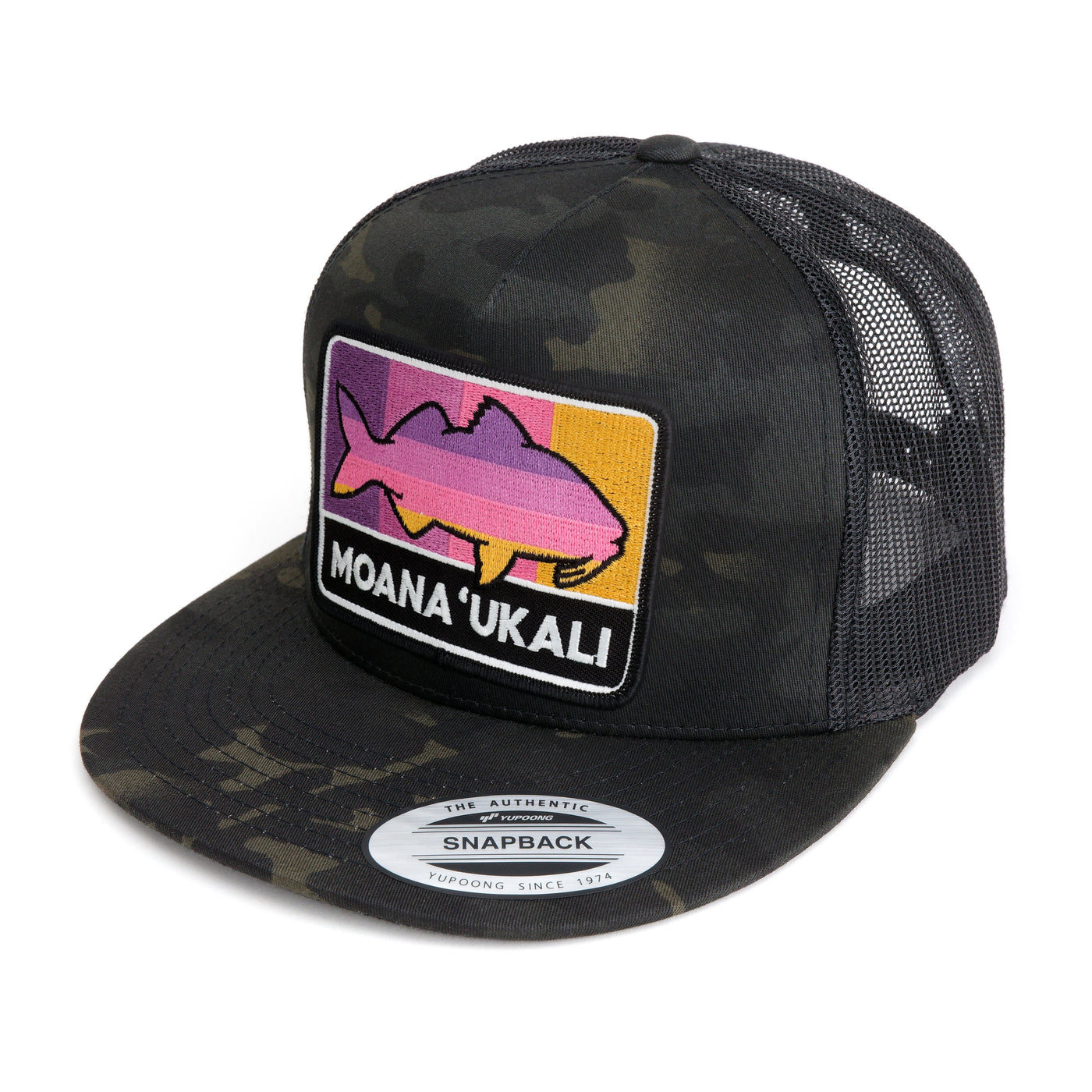 HFG - Moana 'Ukali (Goatfish) MultiCam® Black Flat Bill Trucker Hat — HiFishGear