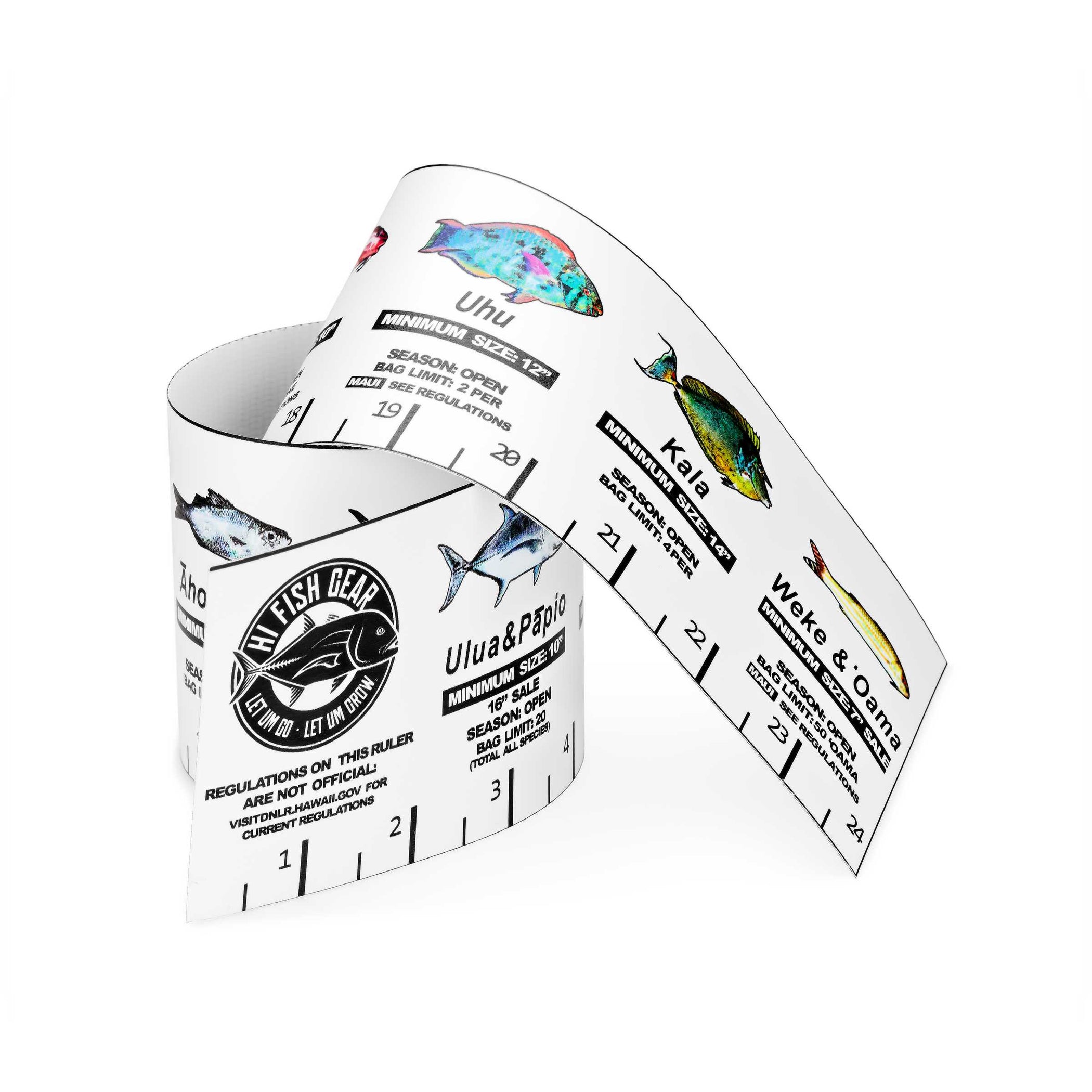 HFG Vinyl Roll-up Fish Ruler with Hawaii Fishing Regulations — HiFishGear